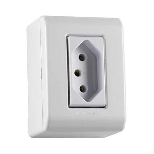 Tomada Simples De Sobrepor 2P+T 250V 20A Tramontina Liz Flex Branco (MP)