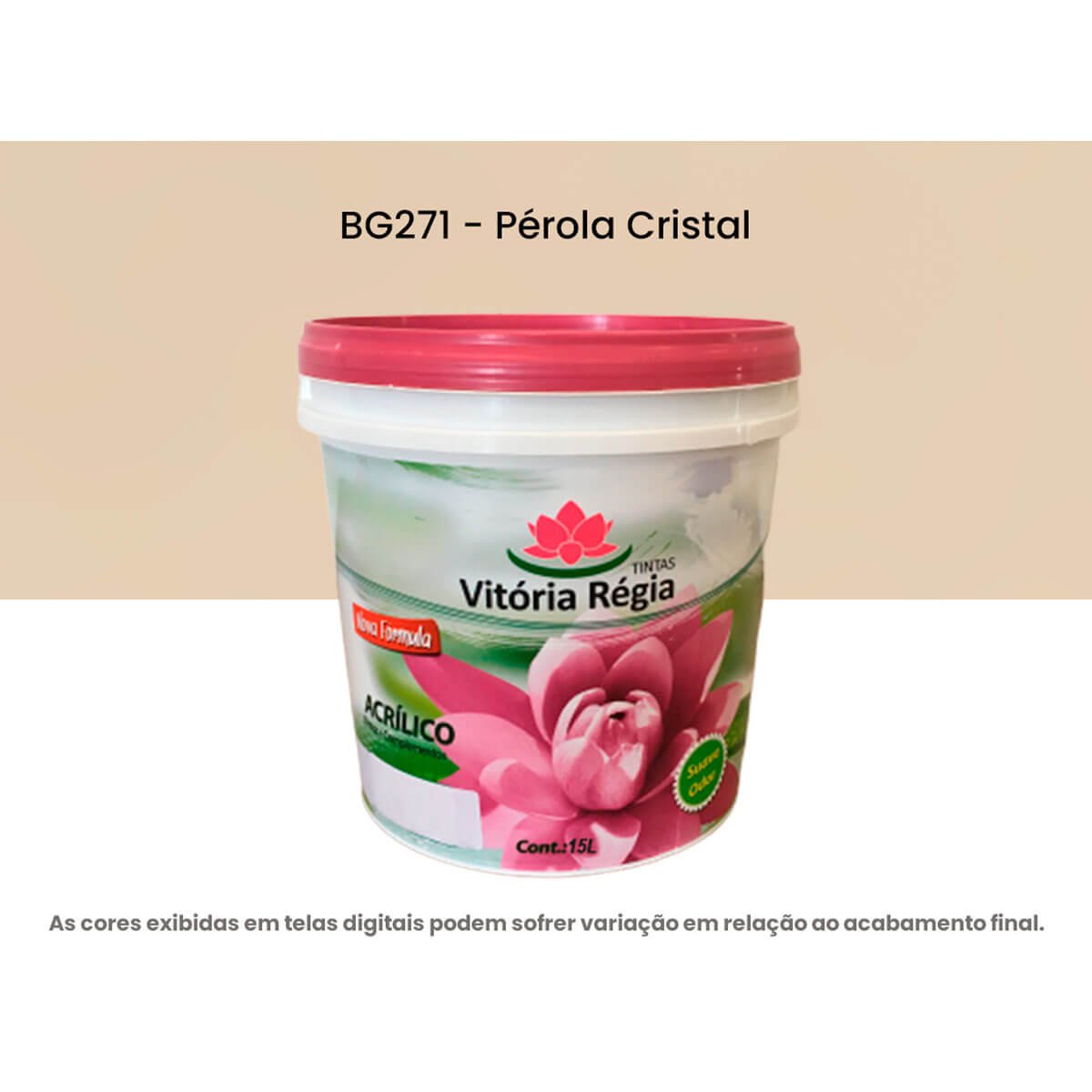 Tinta Acrílica Econômica Fosco 15L Vitória Régia Pérola Cristal (MP)