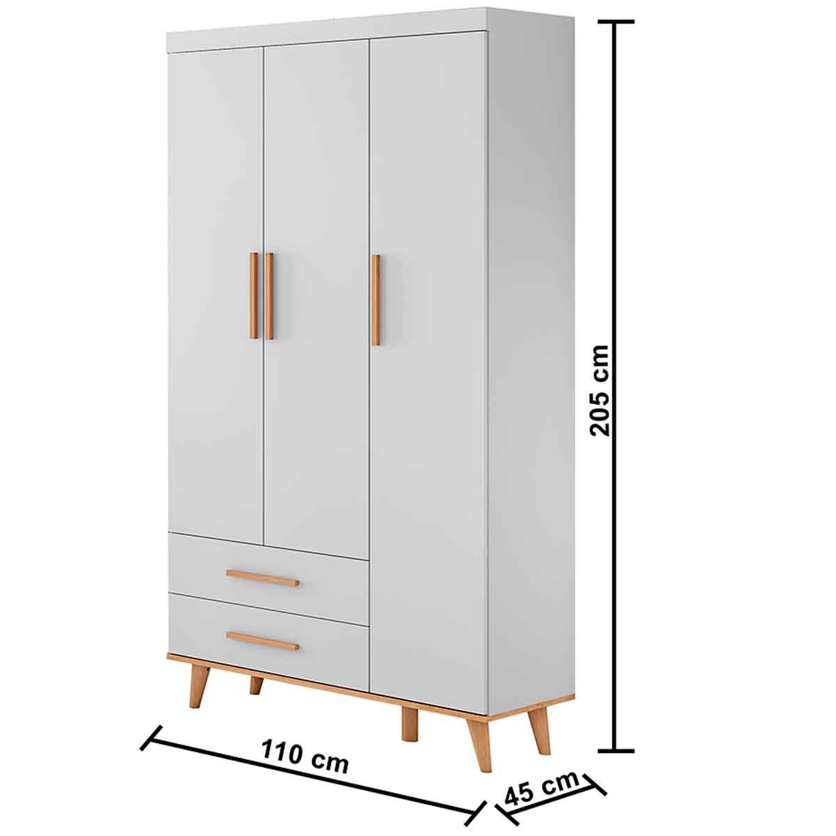Guarda-Roupa Infantil 3 Portas Carolina Branco | Bemol