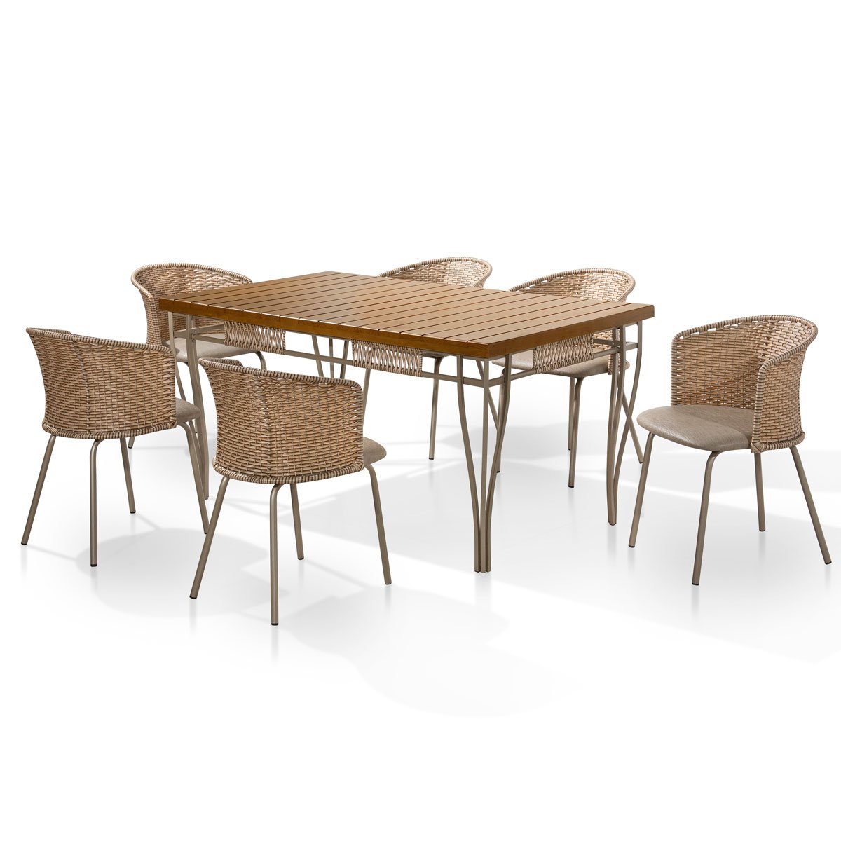 Sala de Jantar 7 Peças Geane Castanho e Bege | Bemol