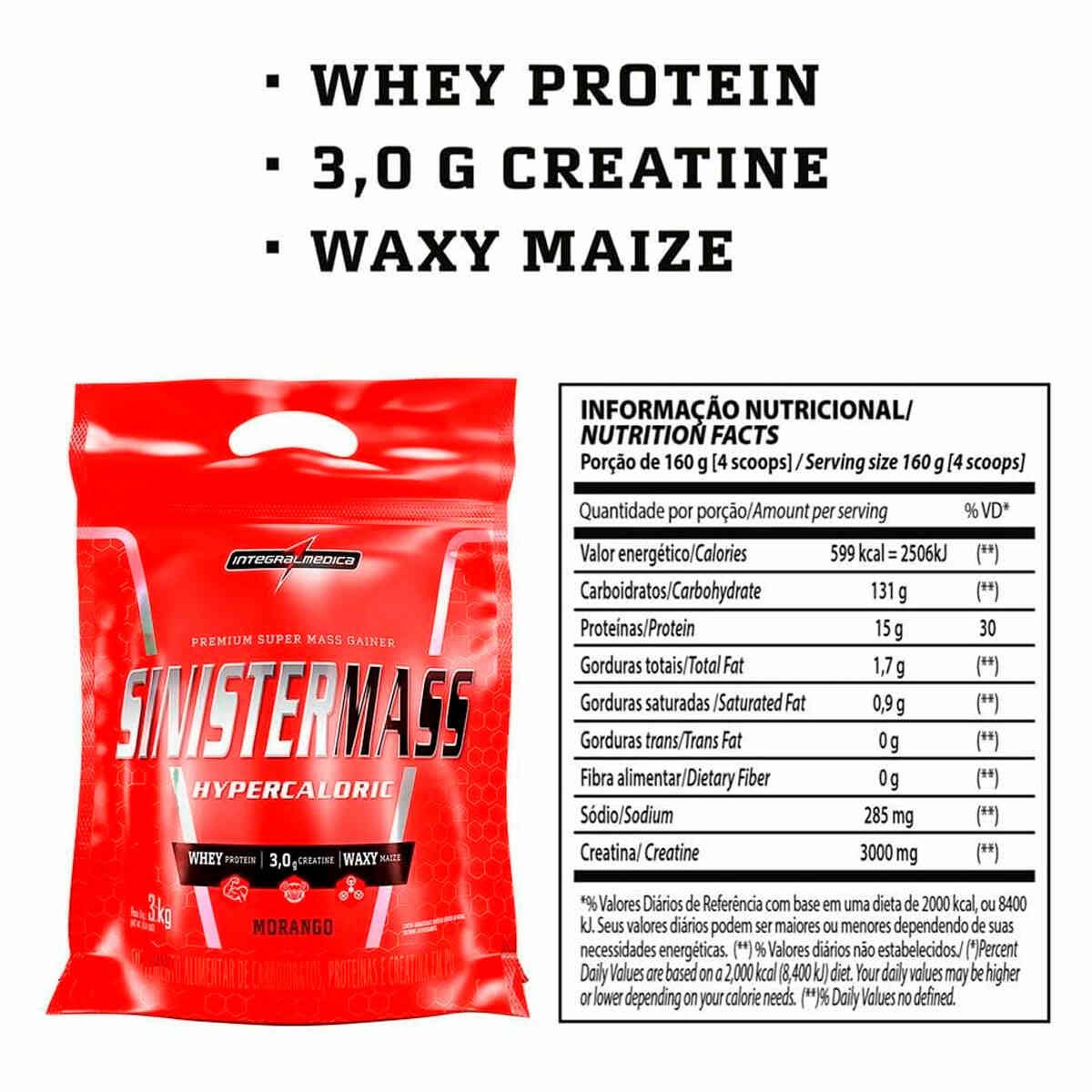 Sinister Mass Integral Médica Morango Refil 3kg (MP)