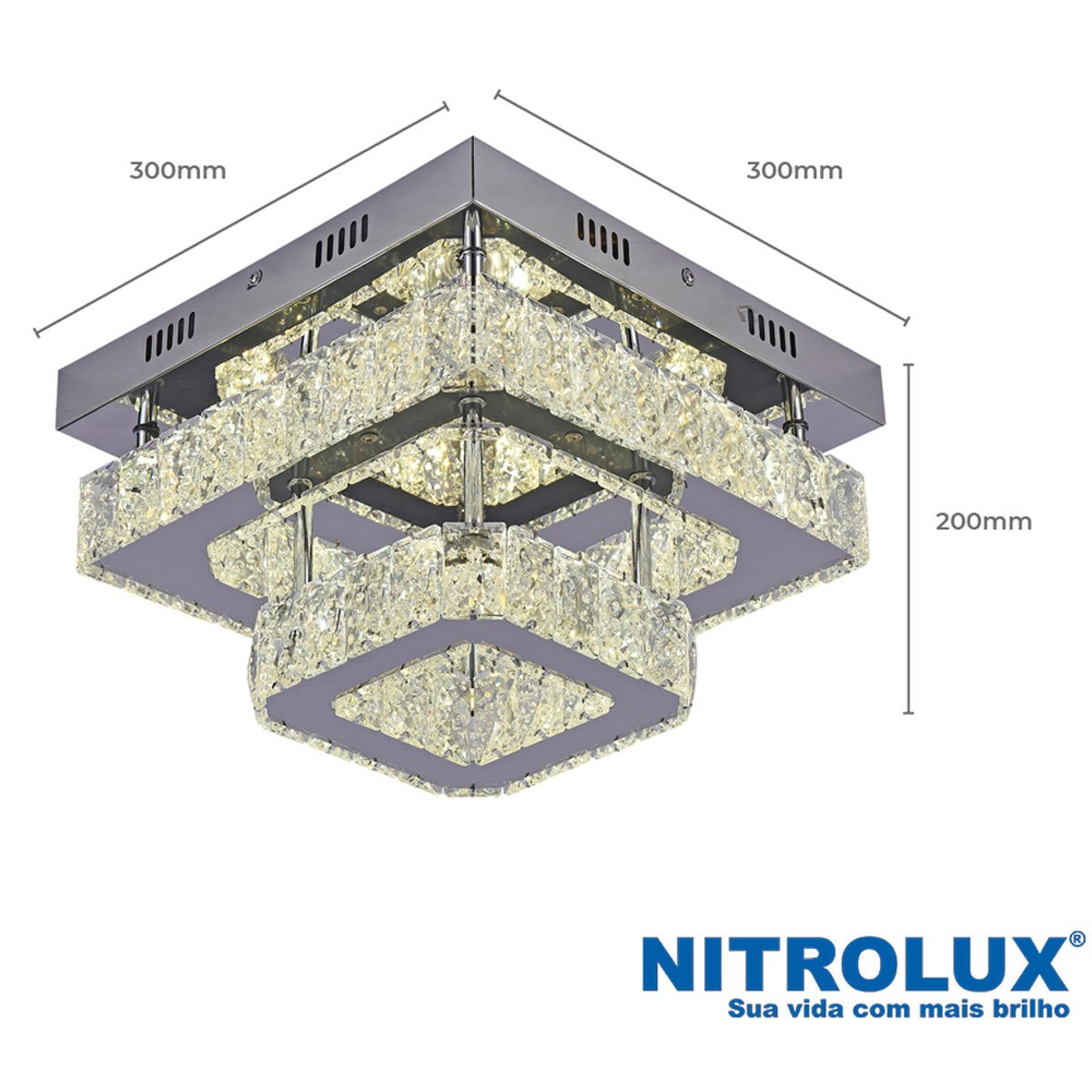 Lustre 3 em 1 Bivolt 36W Cristal Cromado Nitrolux | Bemol