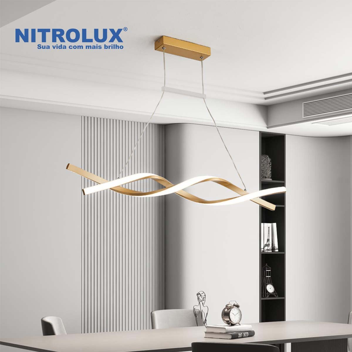 Pendente LED 30W Dourado Nitrolux Bivolt | Bemol