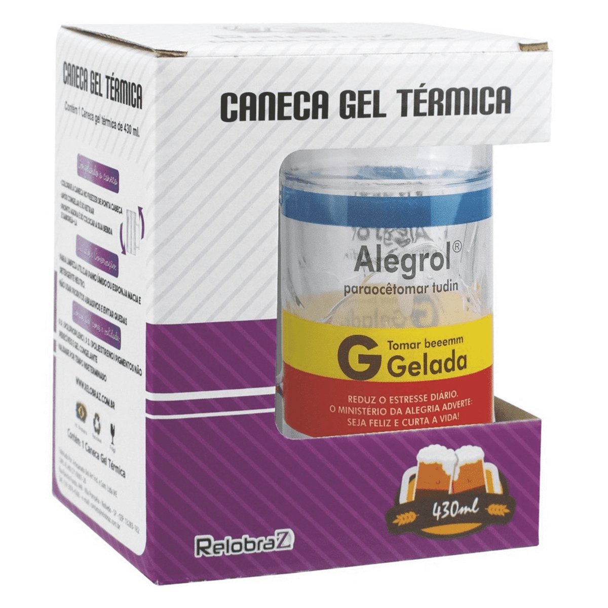 Caneca Gel 430ml Relobraz Alegrol - 3722