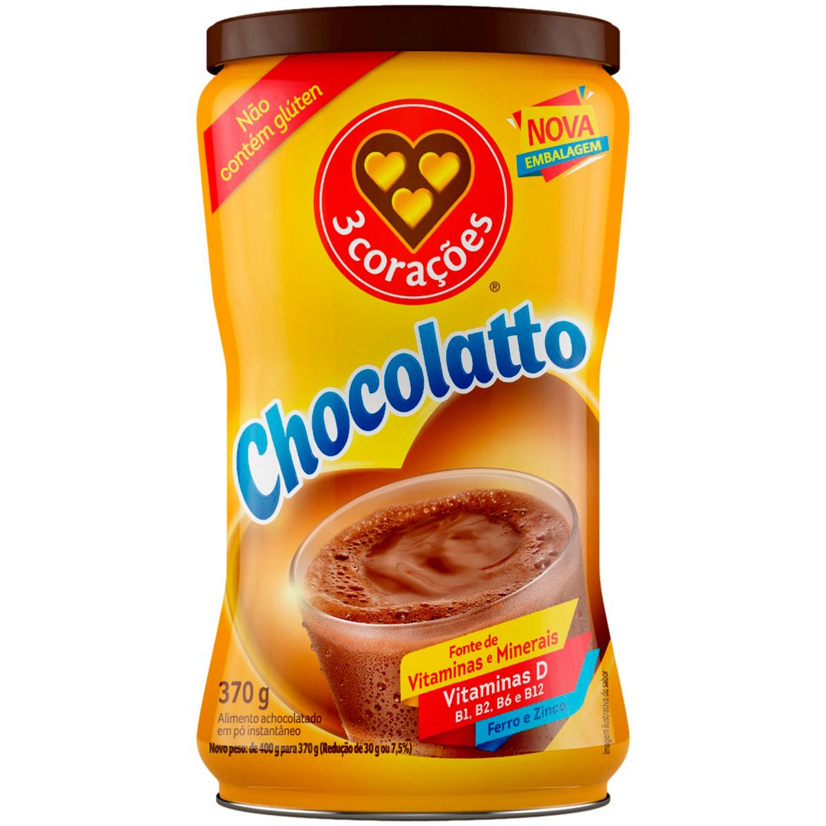 Achocolatado Lata 370g 3 Corações Chocolatto | Bemol