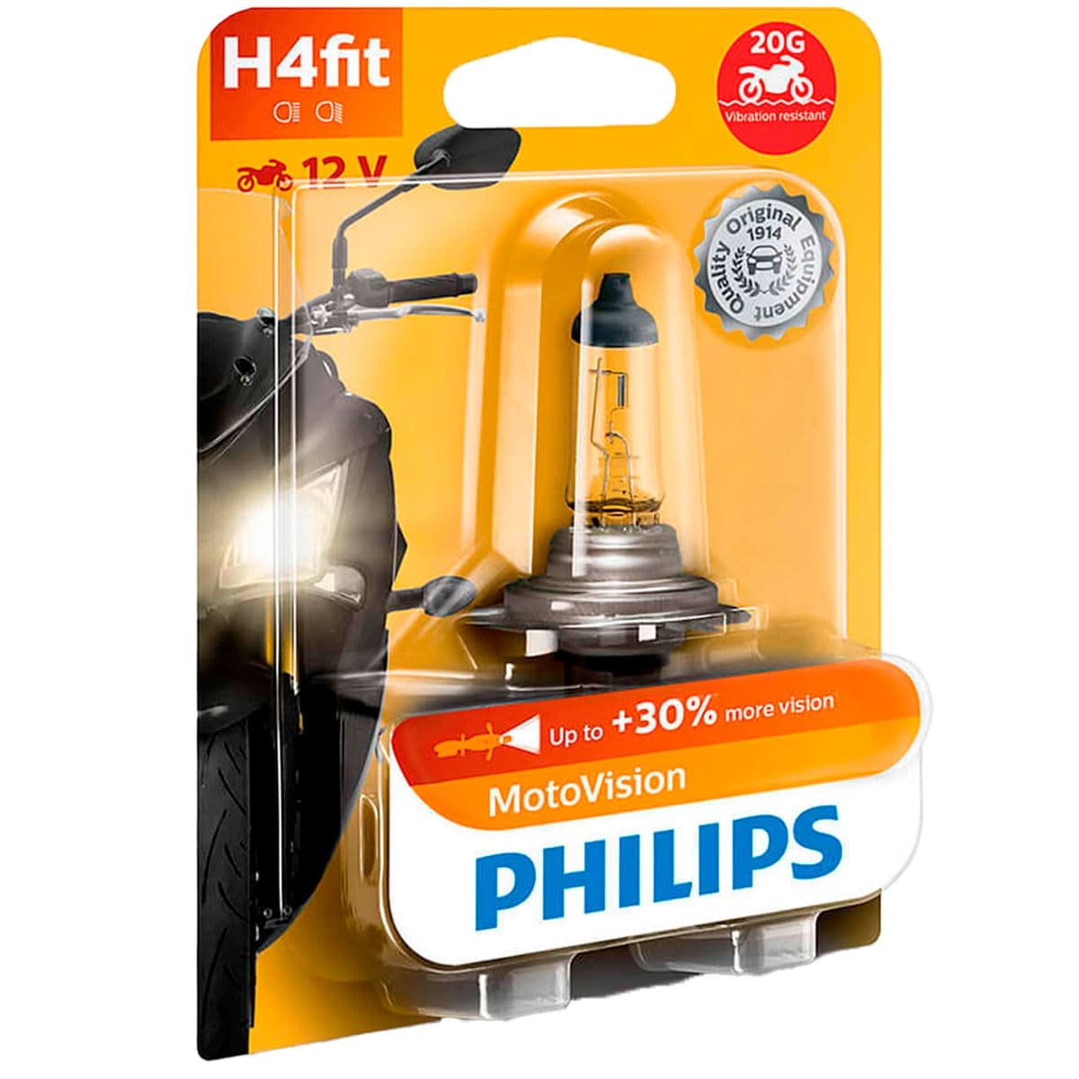 Lâmpada Para Farol Philips H4 12V 60/55W Motovision (MP)
