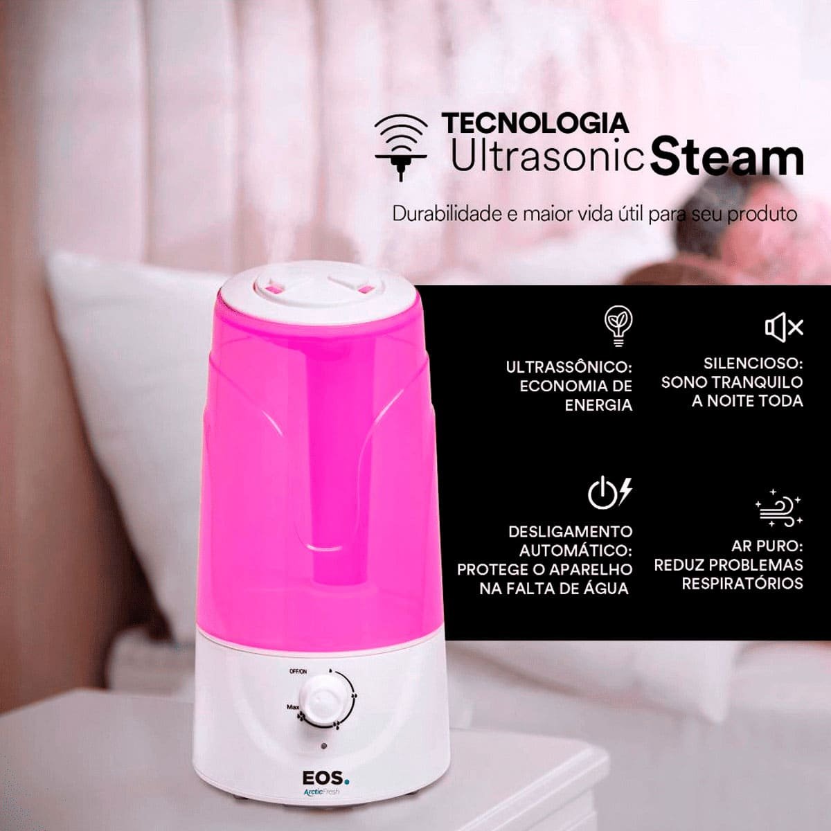 Umidificador E Aromatizador De Ar EOS 3L EUM02R Bivolt Rosa (MP)