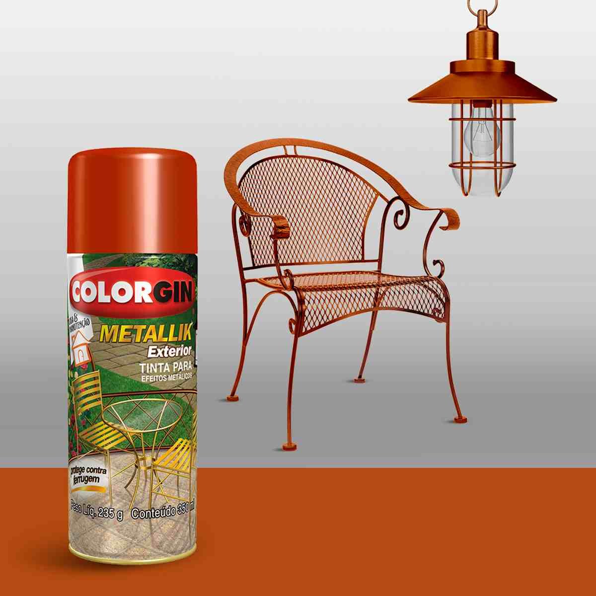Verniz Spray Colorgin Metallik Exterior 350ml Cobre Metálico - 65 (MP)