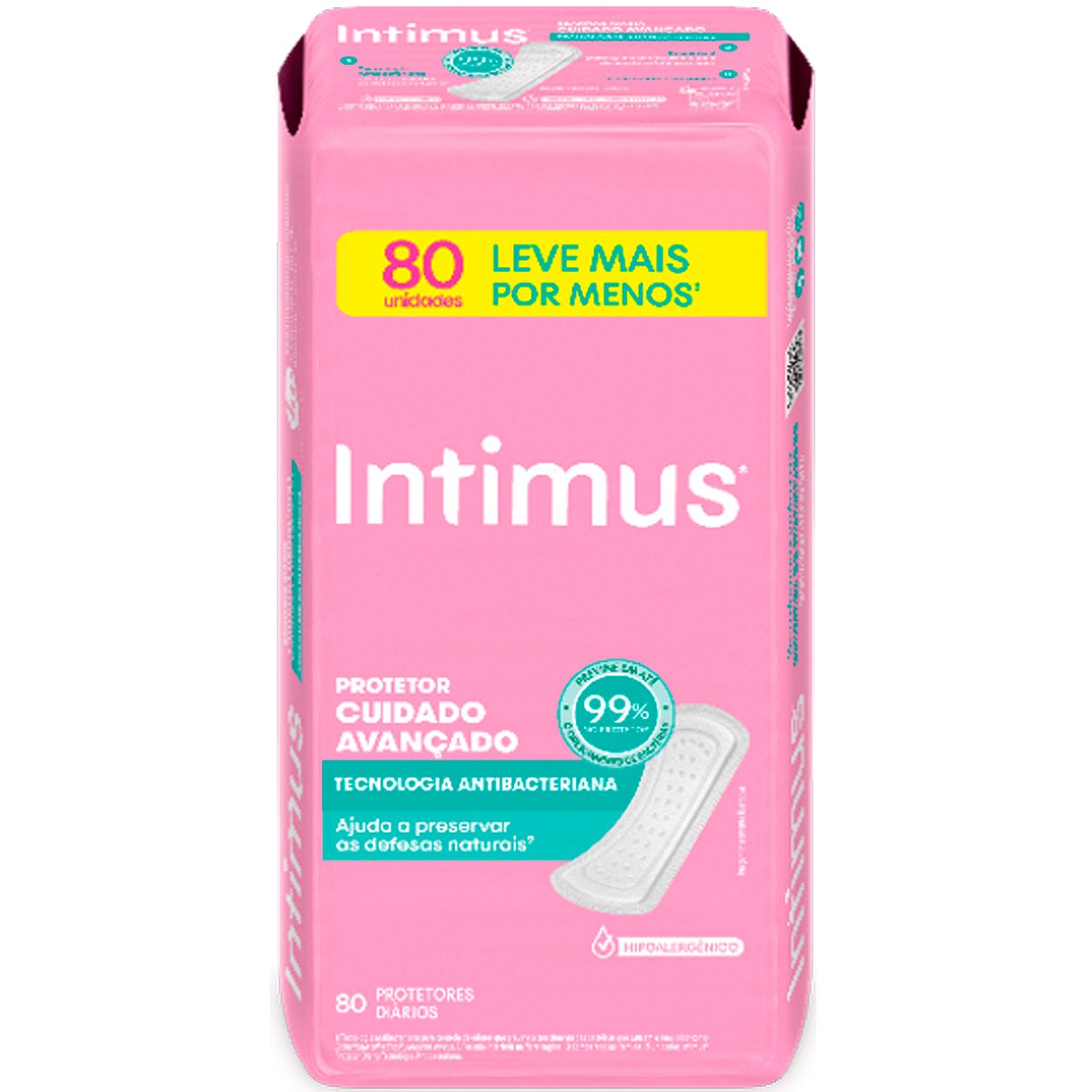 Absorvente Protetor Diário Intimus Antibacteriano 80 Unidades