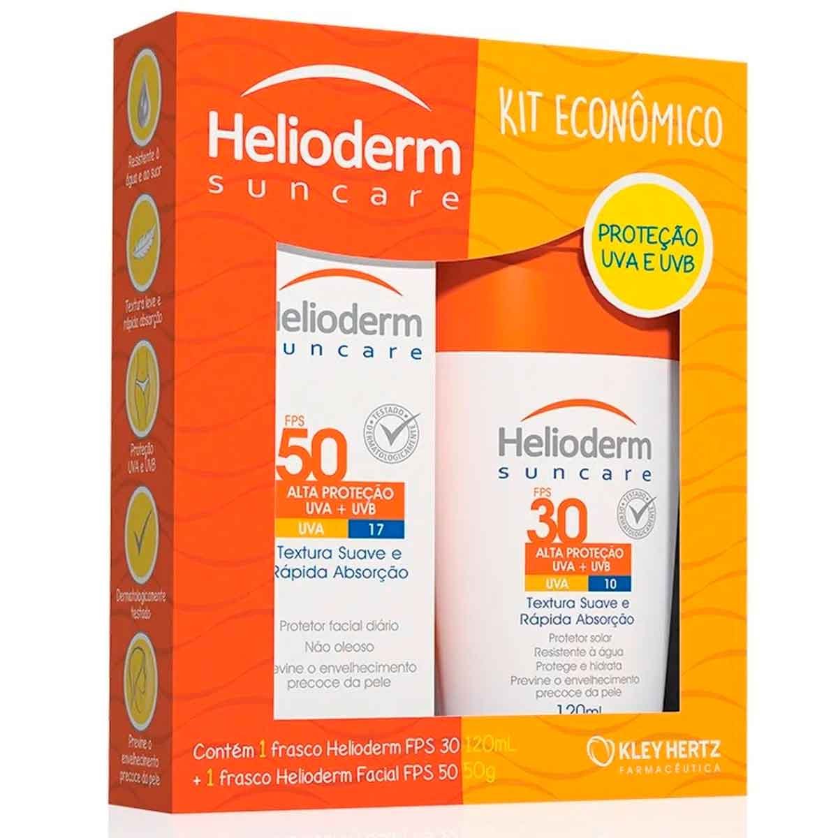Kit Helioderm Protetor Solar Corporal FPS30 120ml + Protetor Facial ...