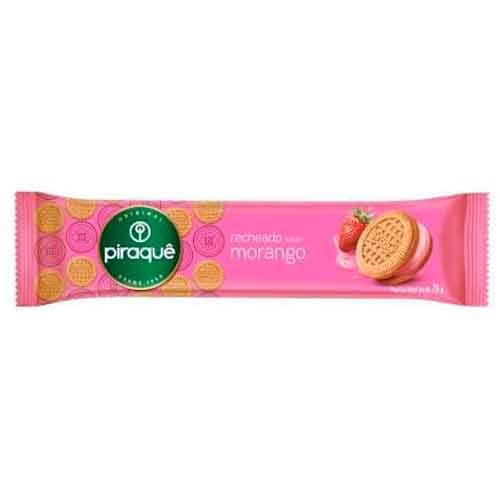 Biscoito Piraque Recheado Morango 85g