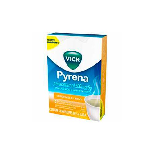 Vick Pyrena 500mg 5 Envelopes Sabor Mel e Limão