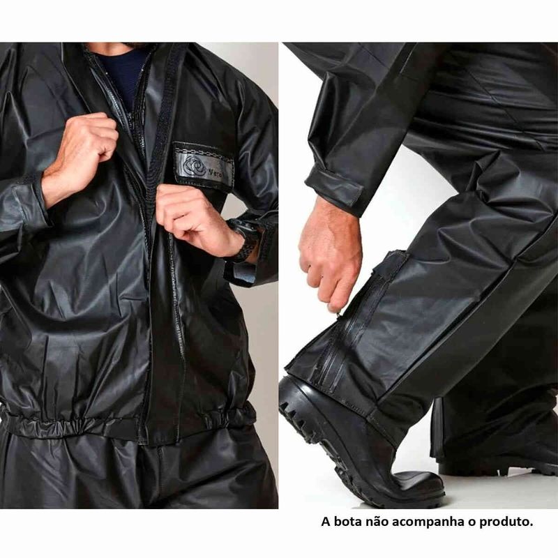 Conjunto Capa De Chuva Para Motoqueiro P Brascamp Moto Race Preto (MP)