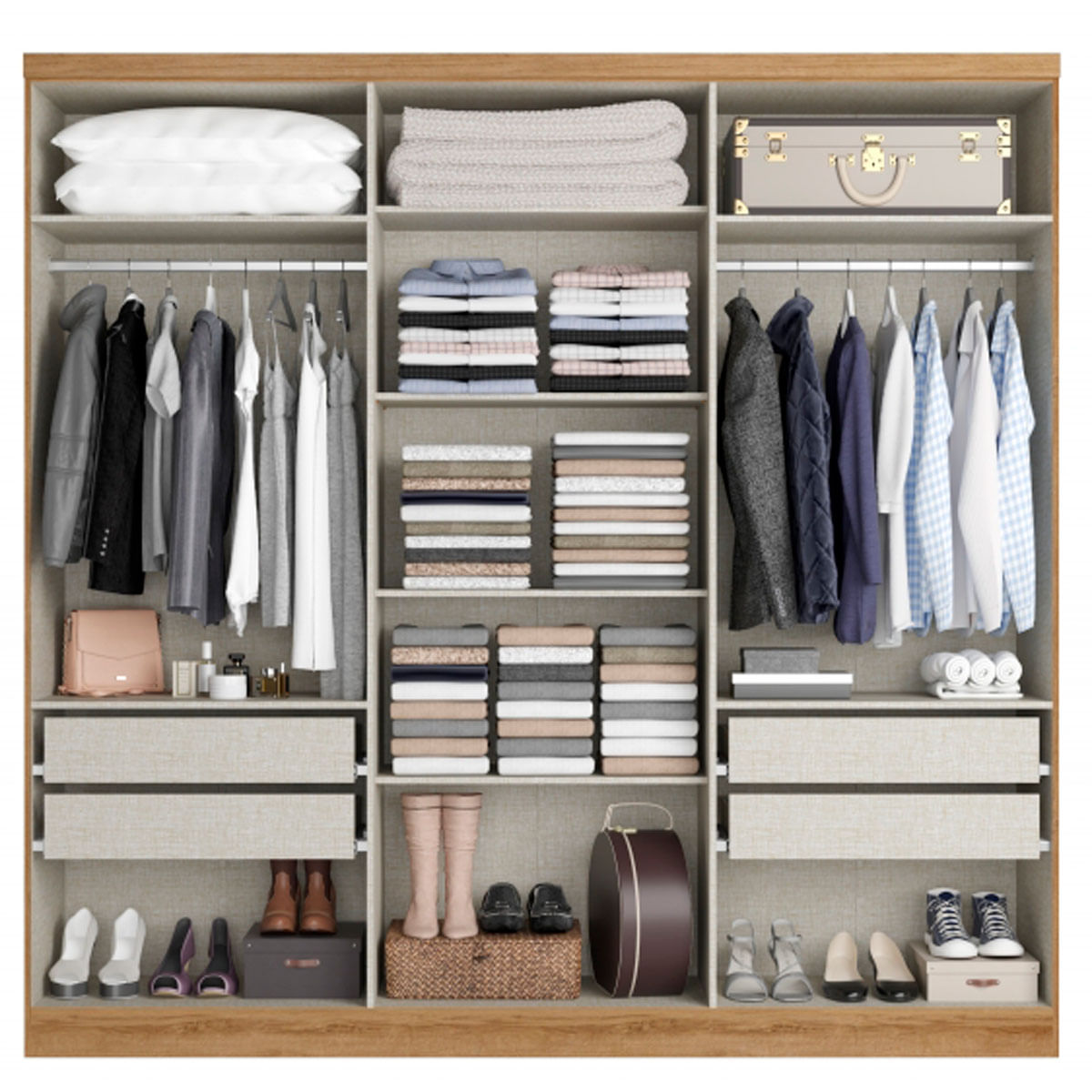 Guarda-Roupa 6 Portas 4 Gavetas THB Passione Ultra Glass Capuccino E ...