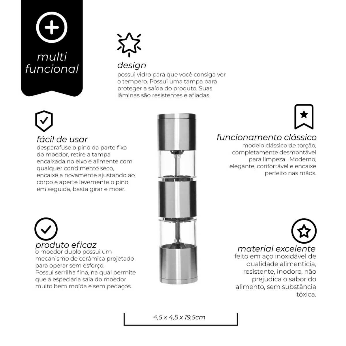 Moedor Duplo Mimo Style Sal E Pimenta Inox 8004-AF22085