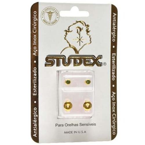 Brinco Antialérgico Studex Deluxe Daisy Cristal Dourado