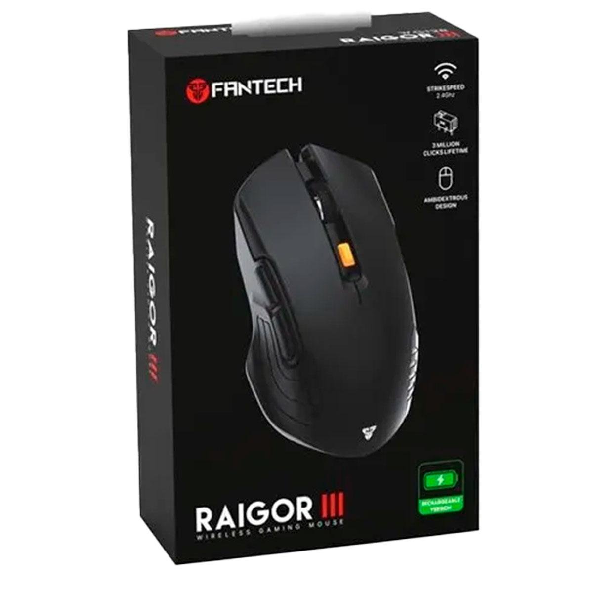 MOUSE SEM FIO FANTECH RAIGOR III WG12R RECARREGÁVEL PRETO (MP)