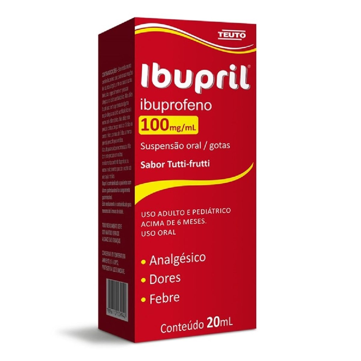 Ibupril 100mg/mL Suspensão Gotas 20mL Teuto