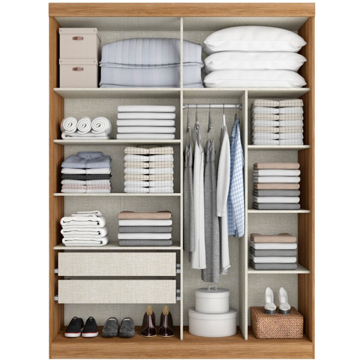 Guarda-Roupa 2 Portas THB Confort Slim Glass Almendra 5621