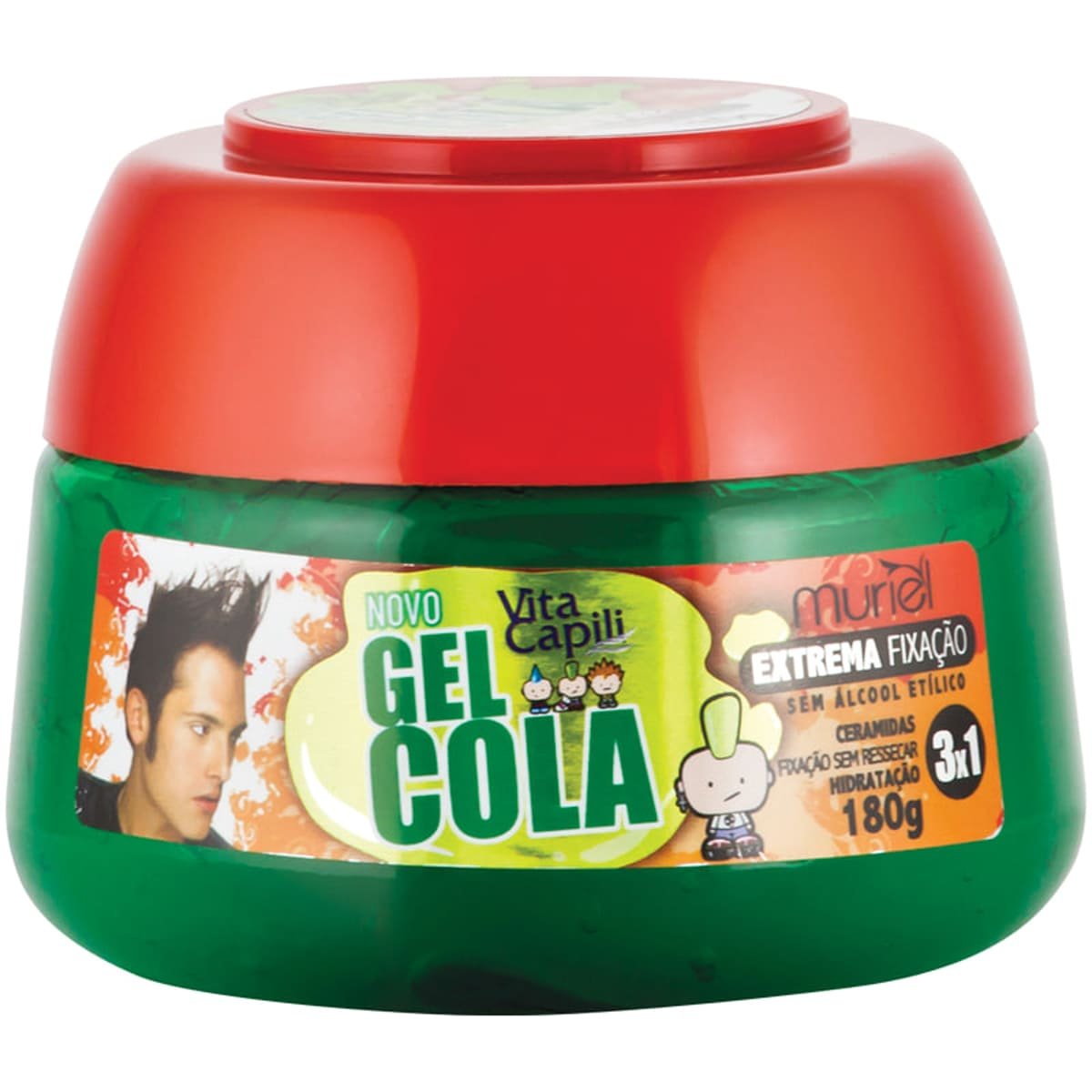 Gel Cola Fixador Para Cabelo Vita Capili Muriel Verde 180g (MP)