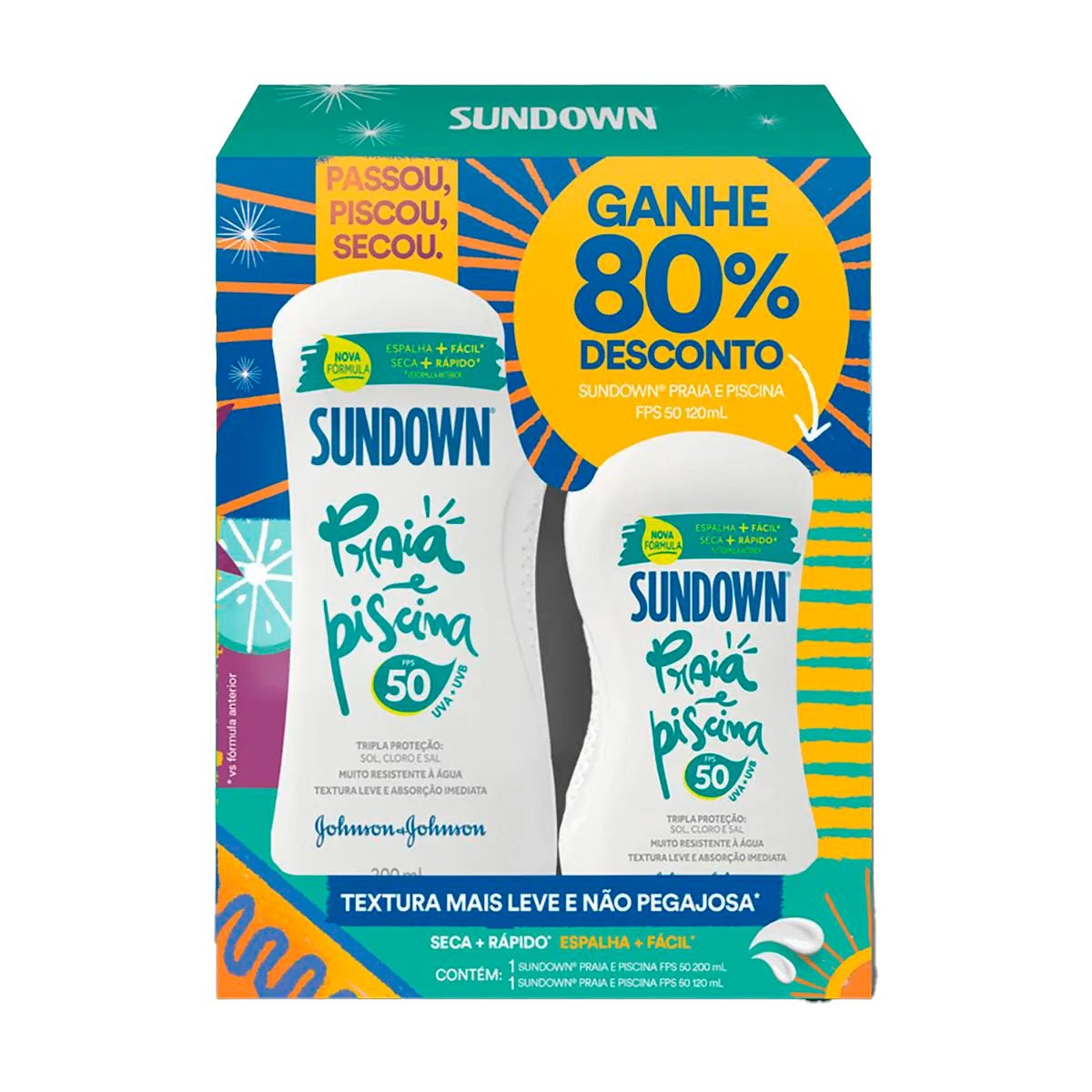 Kit Protetor Solar Sundown Praia & Piscina FPS50 200ml + 120ml