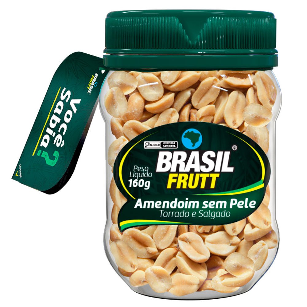 Amendoim Sem Pele Torrado e Salgado Brasil Frutt 160g