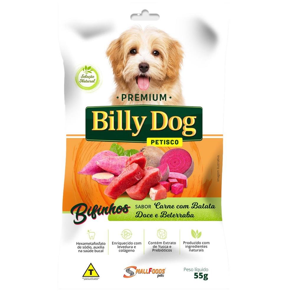 Petisco Bifinho Billy Dog Carne Com Batata Doce E Beterraba 55g (MP)