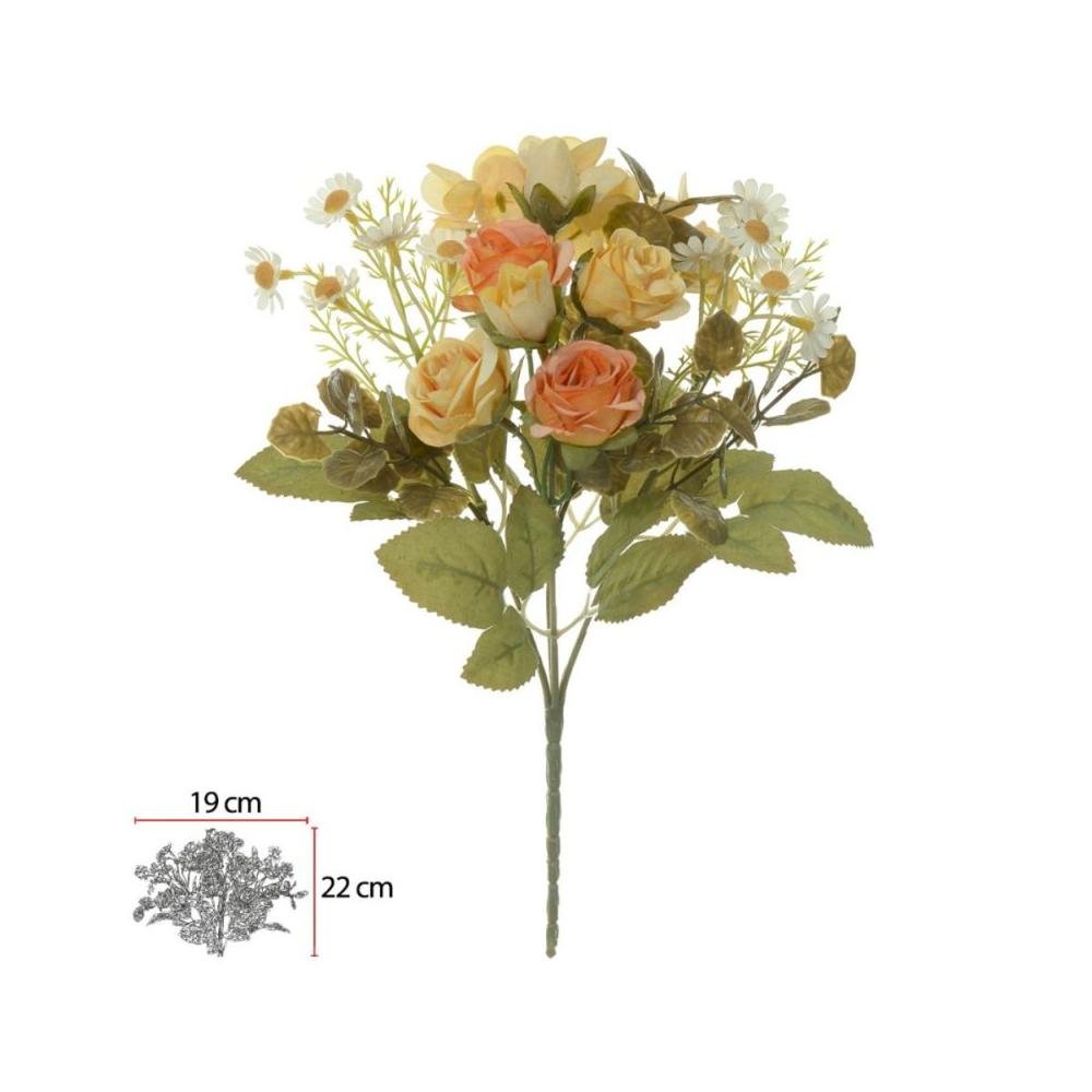 Buquê Artificial Rosa Hortênsia Florarte Amarelo Outono 30cm (MP)