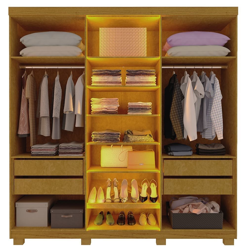 Guarda-Roupa 6 Portas 4 Gavetas Gelius Imperatriz Naturale e Off White