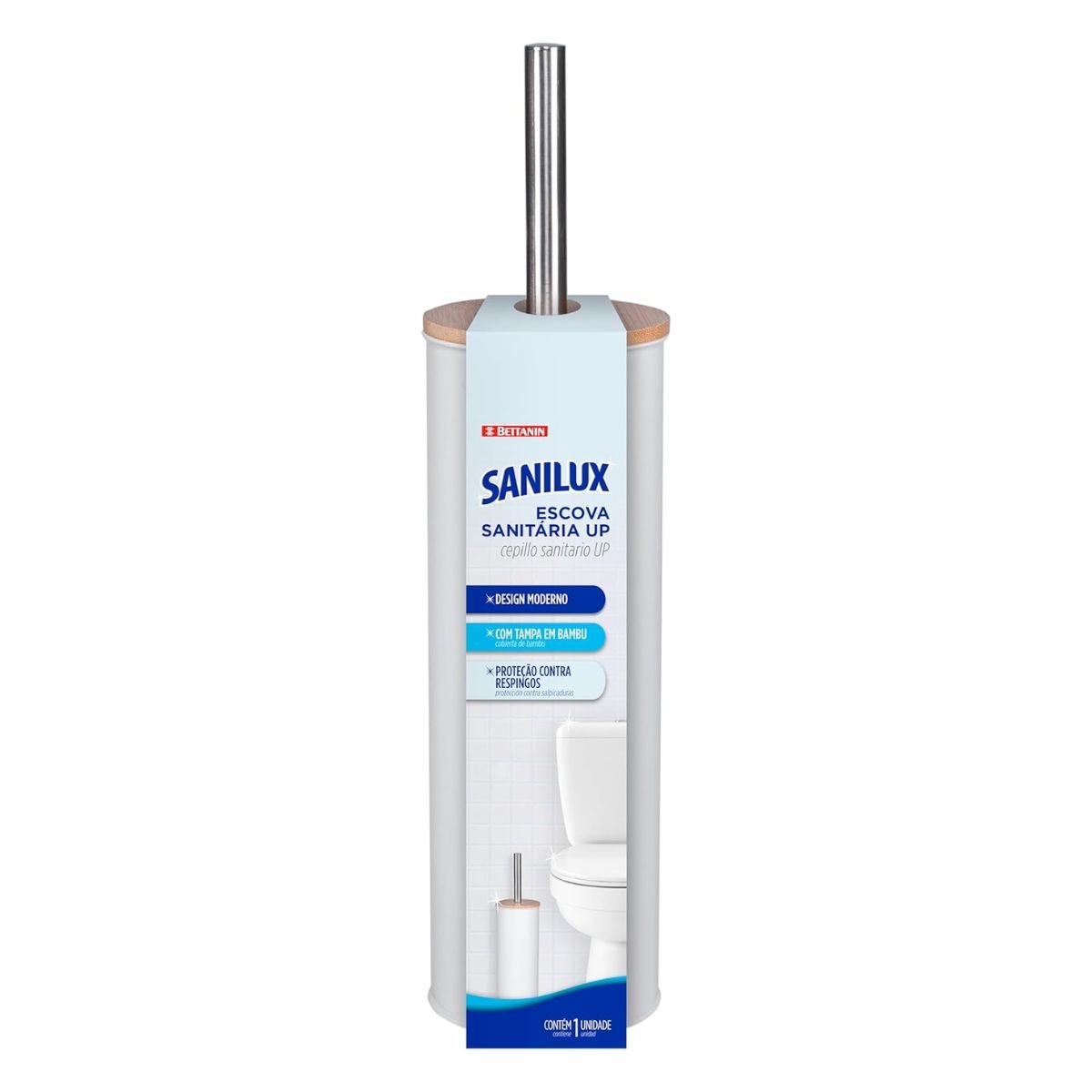 Escova Sanitária Bettanin Up Linha Sanilux Com Tampa De Bambu (MP)