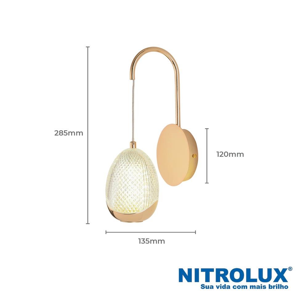 Arandela Led 3 Em 1 Nitrolux 5W Bivolt La-301 Dourado (MP)