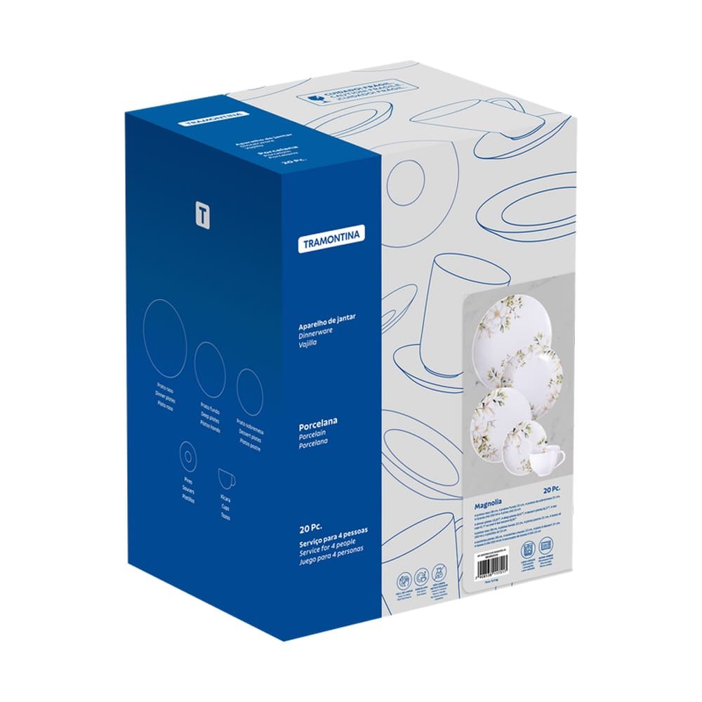 Jogo De Jantar Tramontina 20 Peças Magnólia Em Porcelana 96589034