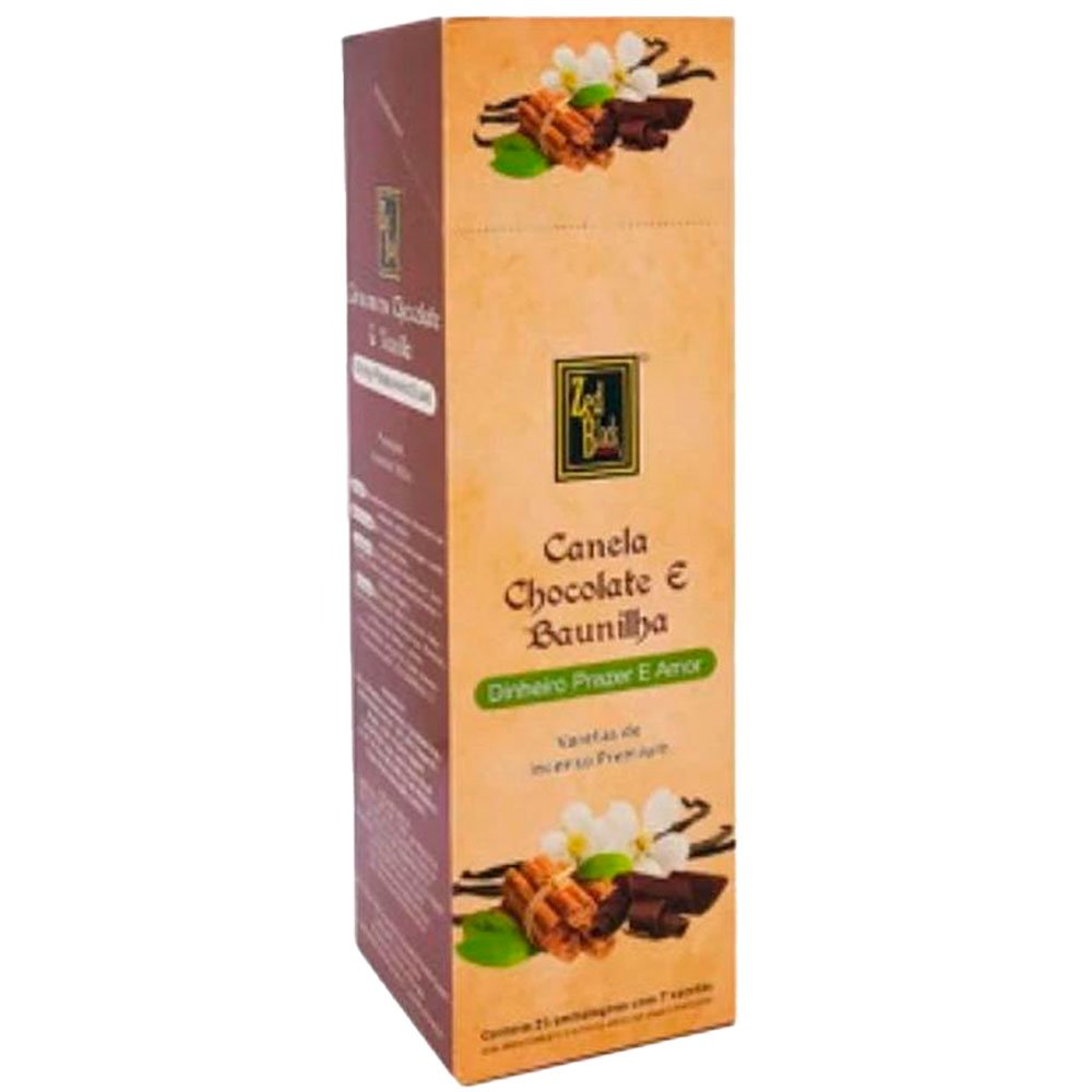 Incenso De Canela Chocolate E Baunilha Zed Black Caixa Com 25 Pacotes (MP)