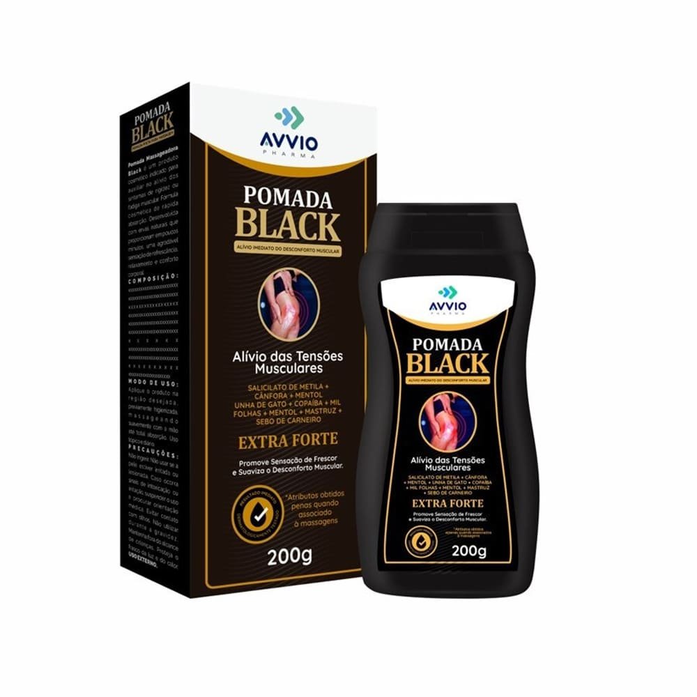 Pomada Massageadora Black Avvio Extra Forte 200g