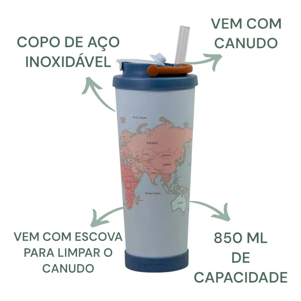 Copo Térmico Spring Zonacriativa 850ml Viagem (MP)