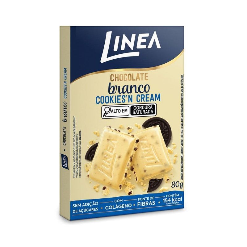 Barra de Chocolate Linea Chocolate Branco Cookies'n Cream 30g