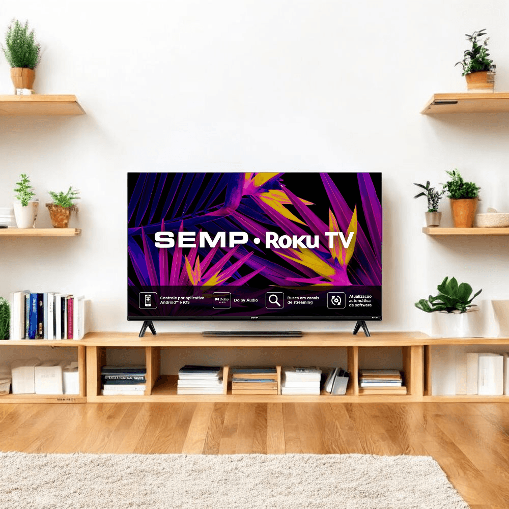 Smart TV 32" SEMP LED HD Roku Google Assistente Alexa Preto 32R6610 | Bemol