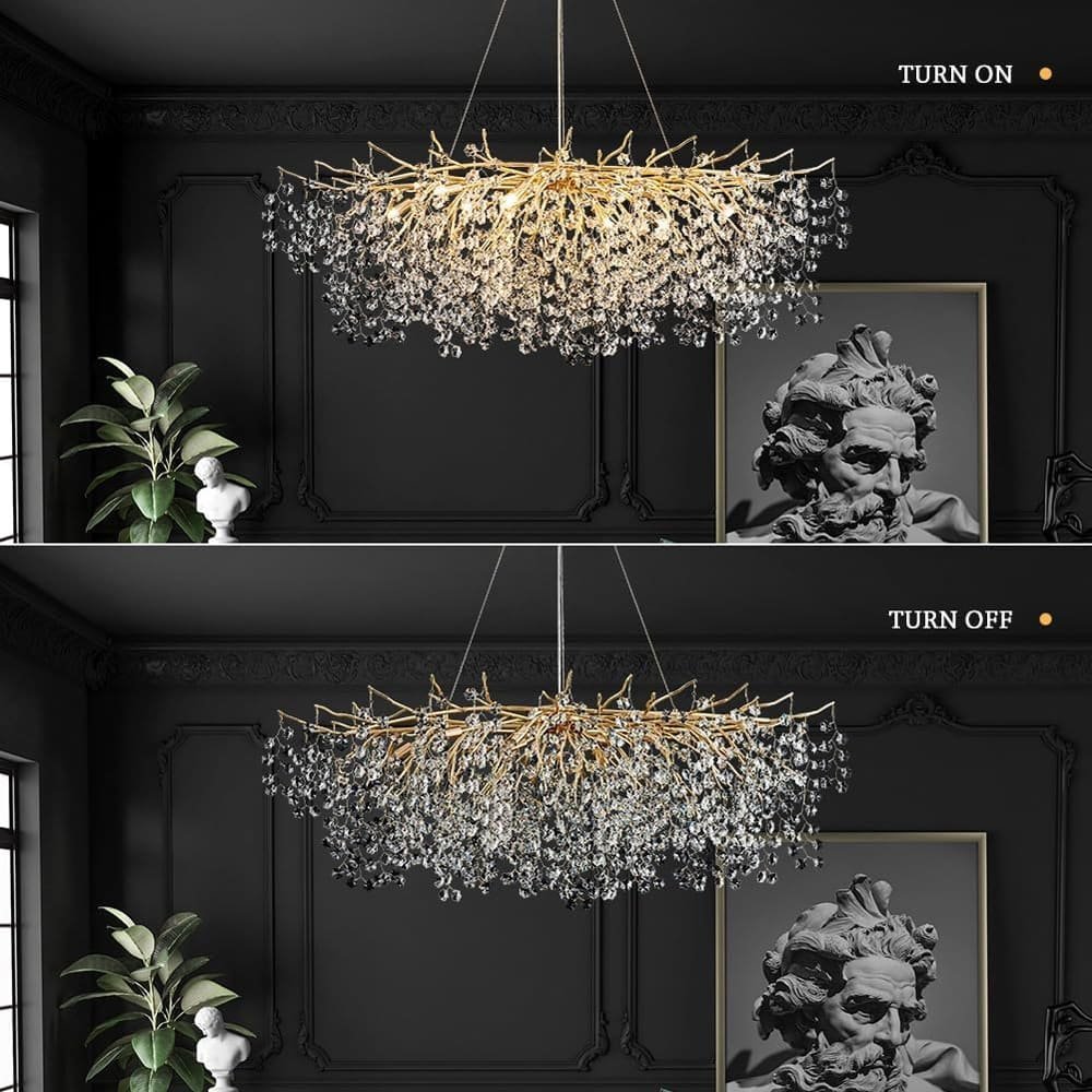 Lustre Moderno De Cristal Dunfizz Dourado (BI)