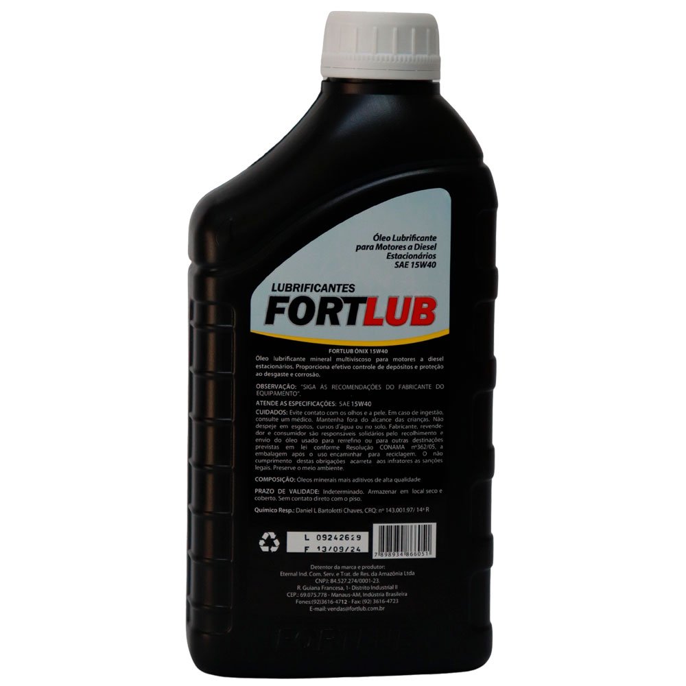 Óleo Lubrificante Fortlub Ônix 15W40 1 Litro (MP)