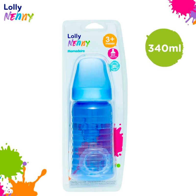 Mamadeira Lolly Baby Big Clean Azul 340ml