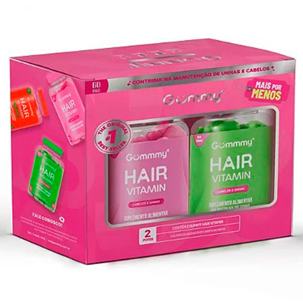 Kit Suplemento Alimentar Gummy Hair Cabelos e Unhas Maça Verde + Tutti ...