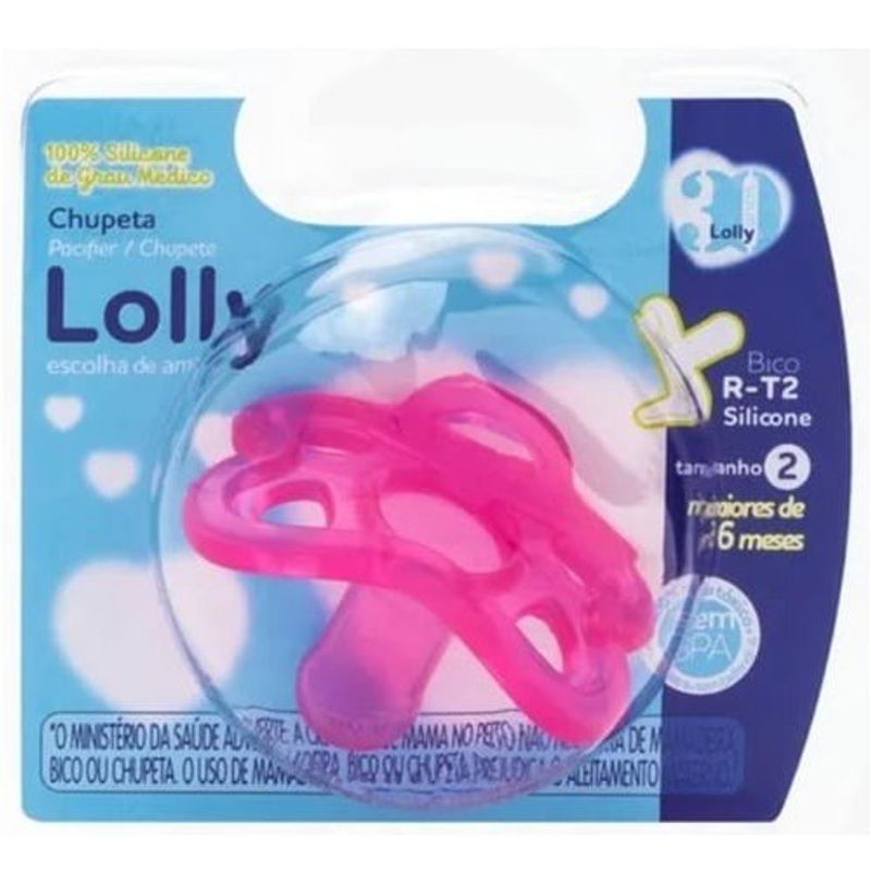 Chupeta Lolly Baby Silic Tamanho 2 Rosa