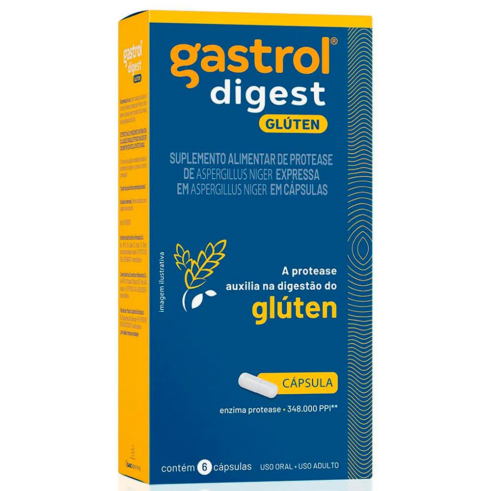 Gastrol Digest Glúten 6 Cápsulas Enzima Digestiva Protease Hypera