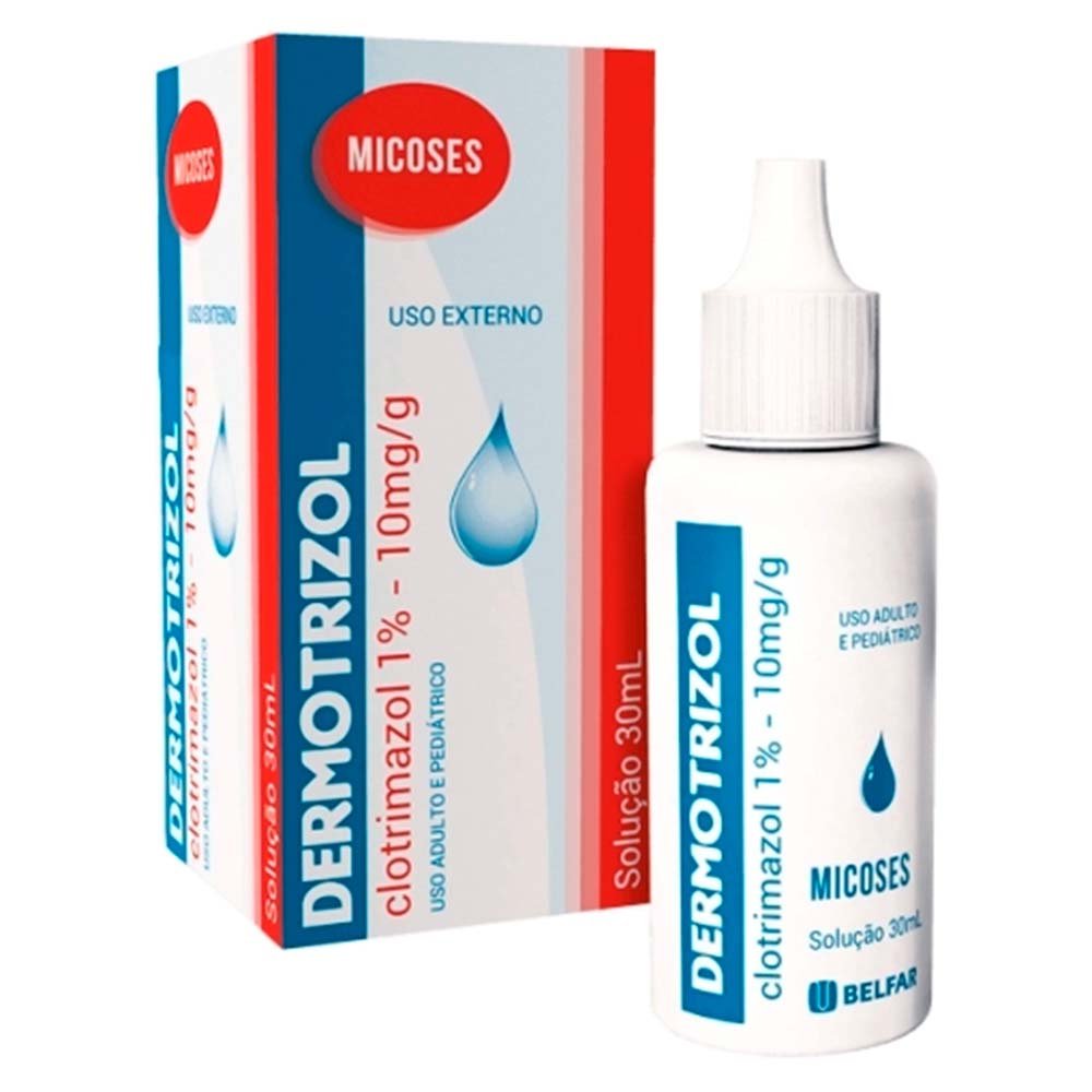 Dermotrizol Clotrimazol 1% 10mg/ml 30ml Solução Dermatológica Para ...