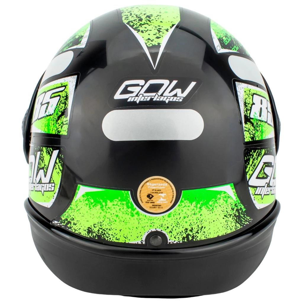 Capacete Gow Interlagos Preto E Verde 56 (MP)