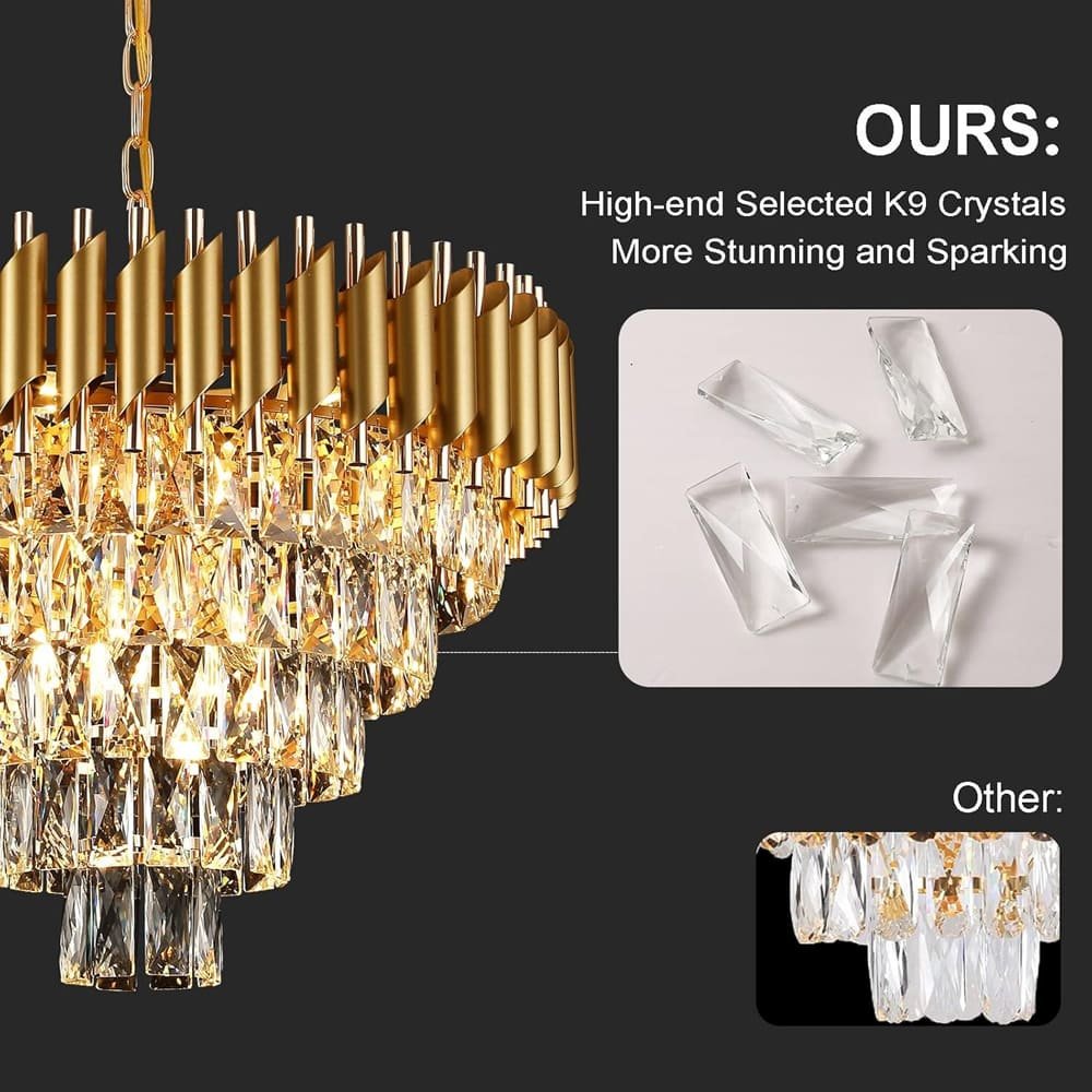 Lustre Redondo para Hall 5 Níveis Luz Dourado Axilixi