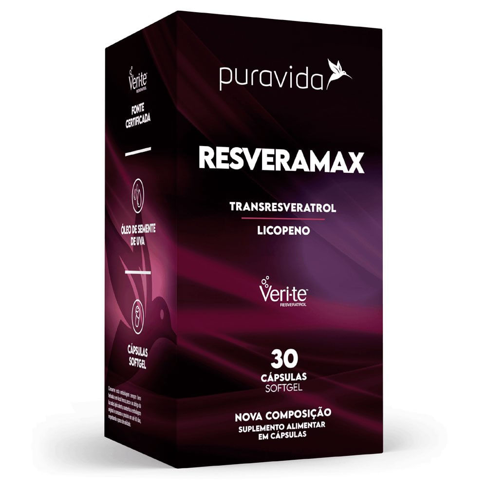 Suplemento Alimentar Resveramax 30 Cápsulas Puravida