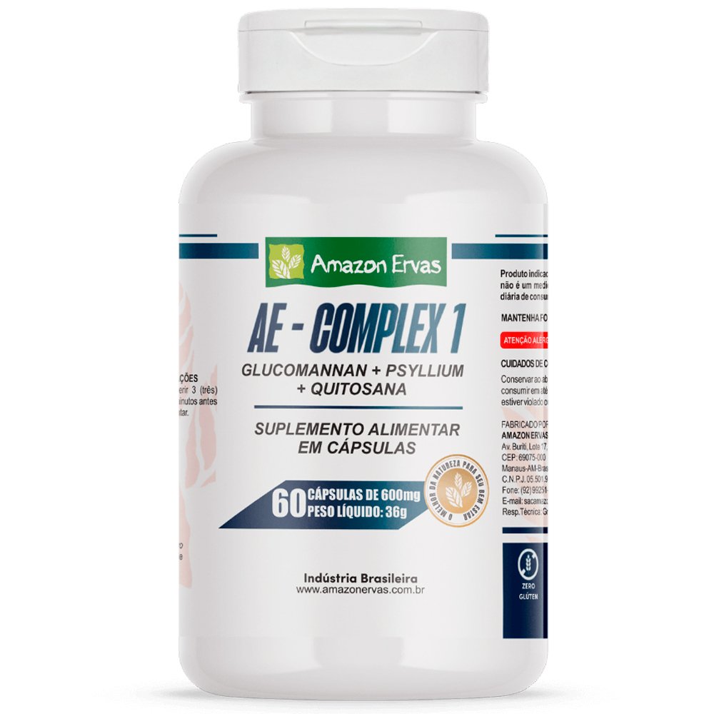Suplemento Alimentar Complex 1 - Glucomannan Psyllium Quitosana 60 ...