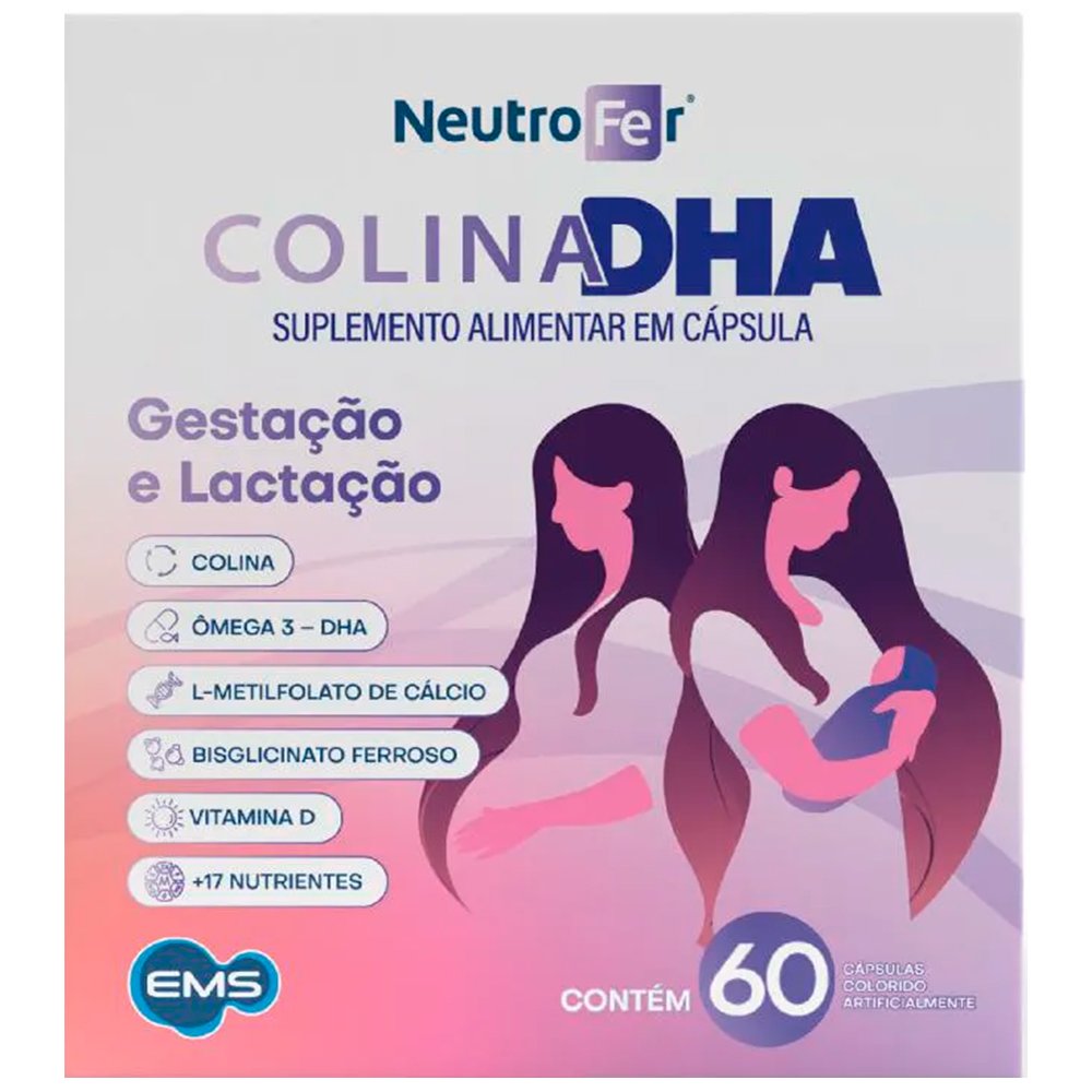 Polivitamínico Neutrofer Colina DHA 60 Cápsulas Moles Gestantes e ...