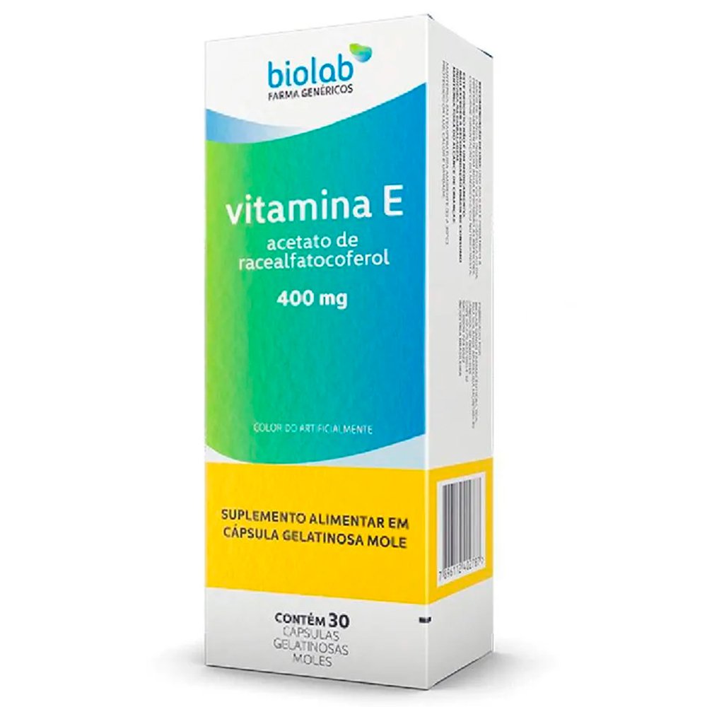 Vitamina E Acetato de Racealfatocoferol 400mg 30 Cápsulas Biolab